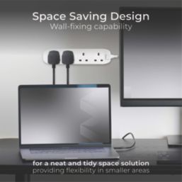 Masterplug 13A 4-Gang Unswitched Extension Lead White 3m - Screwfix