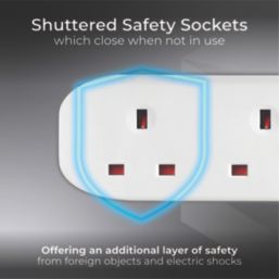 Masterplug 13A 4-Gang Unswitched Extension Lead White 3m - Screwfix