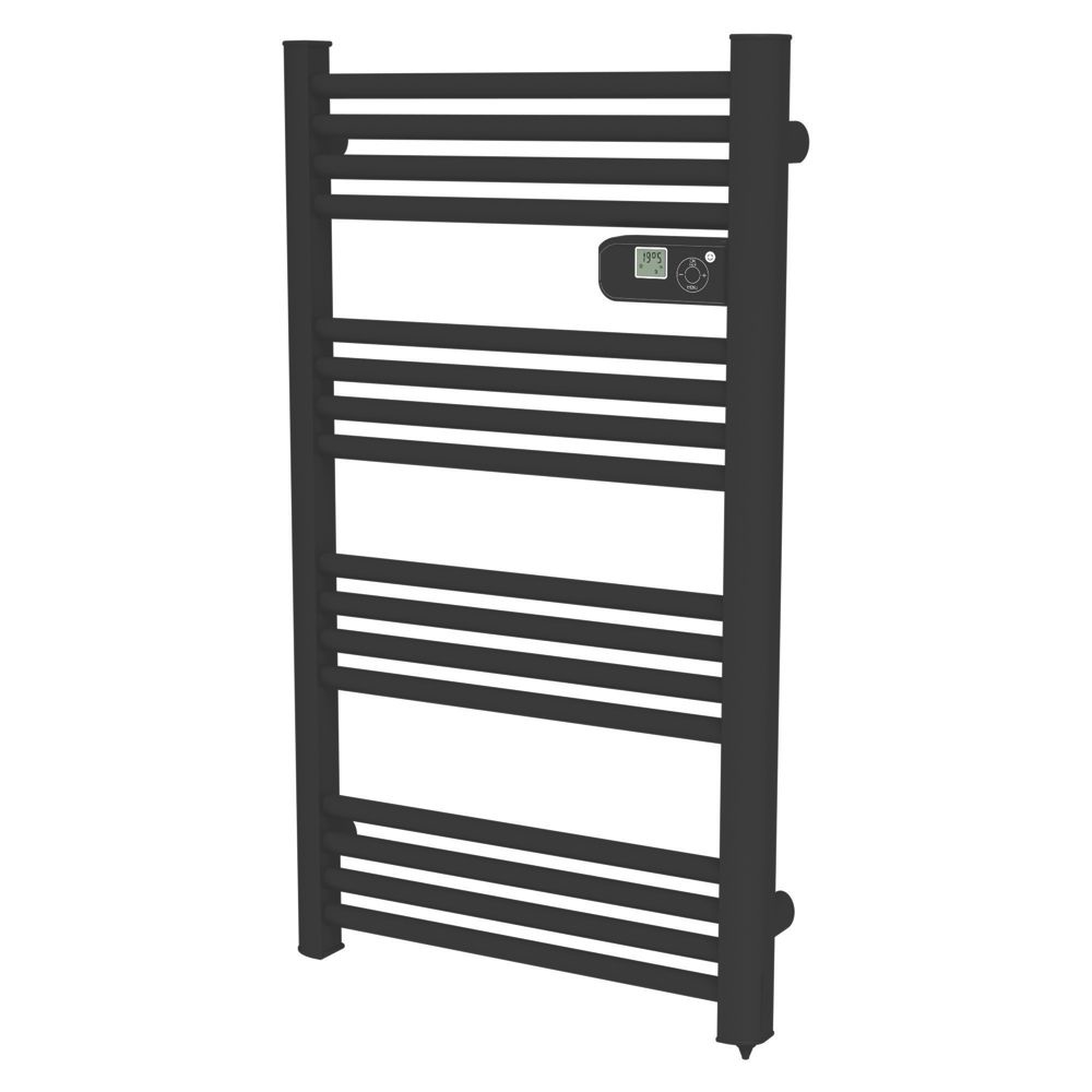 Flomasta 980mm x 545mm 1705BTU Black Flat Electric Towel Radiator ...