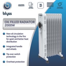 Blyss NY2009-24M 2000W Electric Portable Oil-Filled Radiator White ...