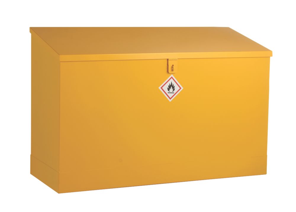 Barton Flammable Liquid Sloping Top Storage Bin Yellow 1170mm x 460mm x ...