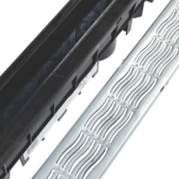 FloPlast FloDrain Channel Drain & Galvanised Grate Silver 115mm x 1m ...