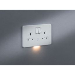 Knightsbridge 13A 2-Gang DP Switched Socket & Night Light Matt White ...