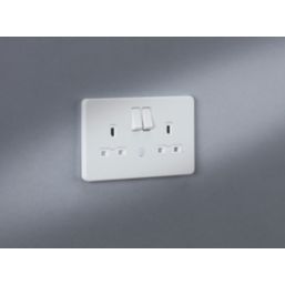 Knightsbridge 13A 2-Gang DP Switched Socket & Night Light Matt White ...
