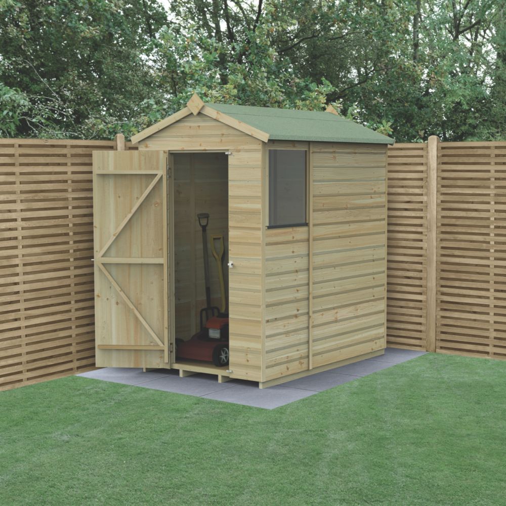 Forest Beckwood 4' x 6' (Nominal) Apex Shiplap Timber Shed - Screwfix