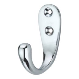 Essentials Single Hook Polished Chrome 46mm 5 Pack - Screwfix
