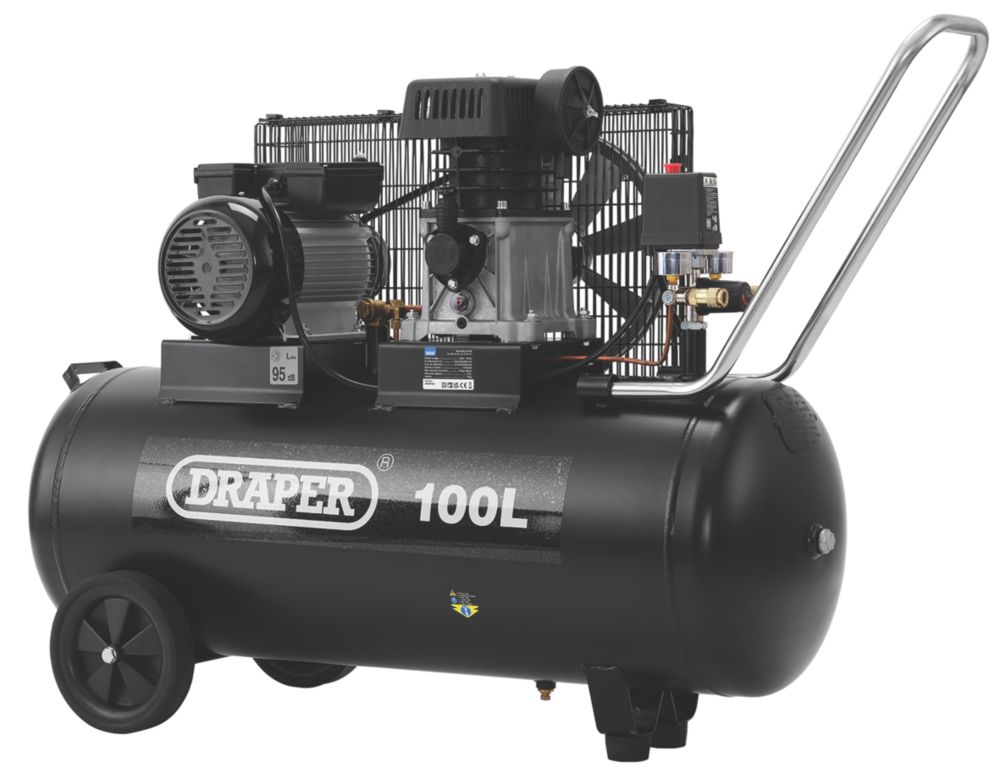 Draper 31254 100Ltr Brushless Electric Belt-Driven Air Compressor 230V ...