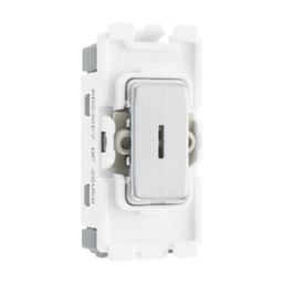 British General Nexus Grid 20A Grid DP Key Switch Brushed Steel - Screwfix