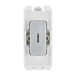 British General Nexus Grid 20A Grid DP Key Switch Brushed Steel - Screwfix