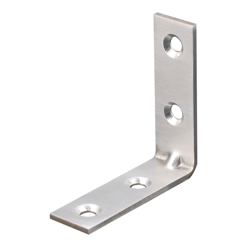 Essentials Corner Brackets Silver 50mm x 50mm x 16mm 4 Pack - Screwfix