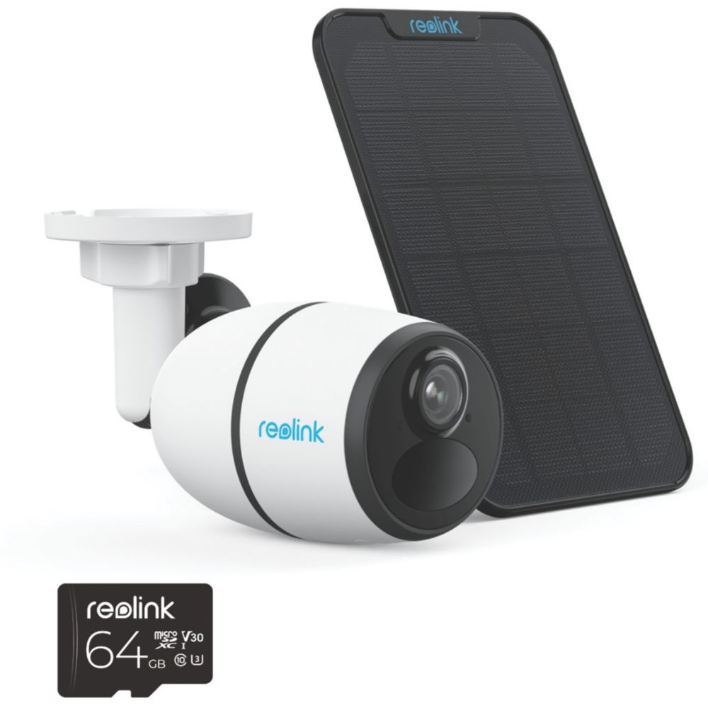 Reolink 2K Go Pro+64GB Solar-Powered White Wireless 1440p Indoor ...