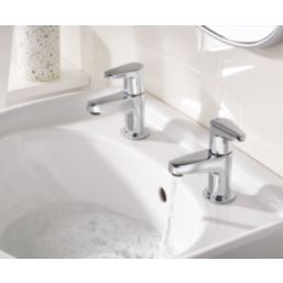 Bristan Quest Chrome 110mm Cloakroom Lever 2 Tap Holes Basin Pillar Tap ...