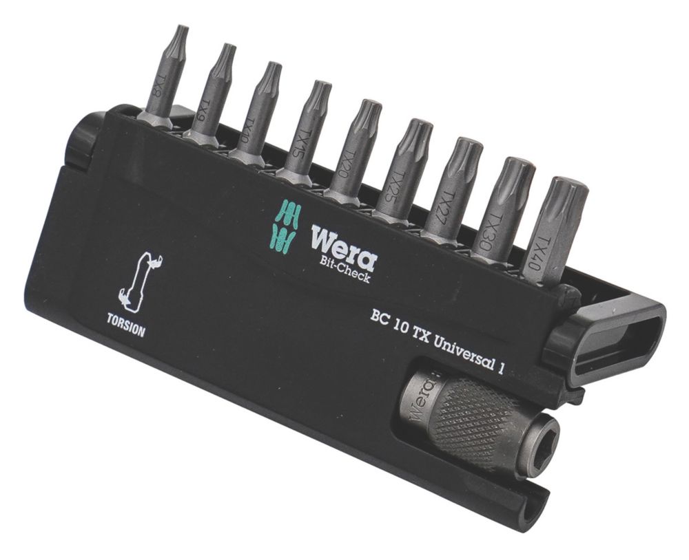 Wera Bit-Check 10 TX Universal 1 1/4" Hex Shank TX Bit Set 10 Pieces ...