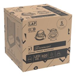 LAP Chaac Tilt Fire Rated LED Downlight Brushed Nickel 5.5W 600lm ...