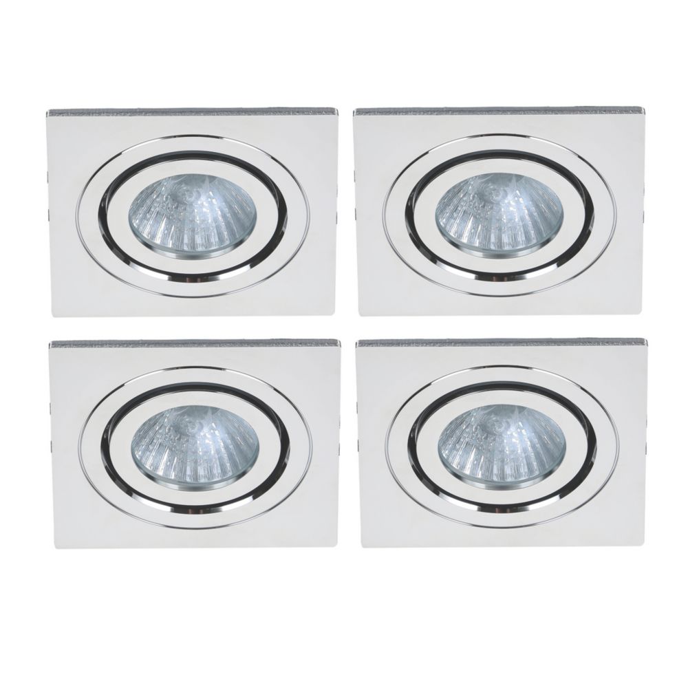 Spa Cali Adjustable Square Downlights Chrome 4 Pack - Screwfix