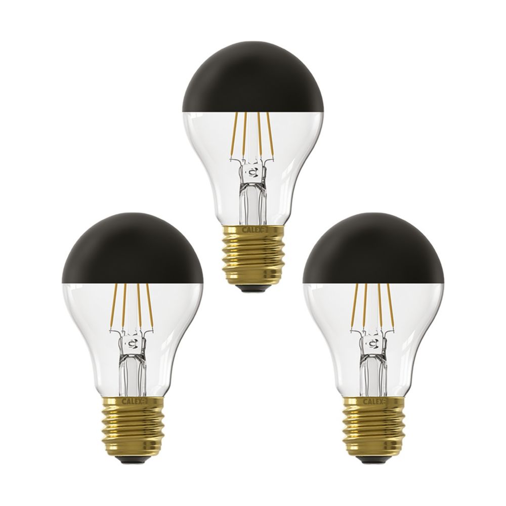 Calex Mirror Black E27 A60 LED Light Bulb 180lm 4W 3 Pack - Screwfix