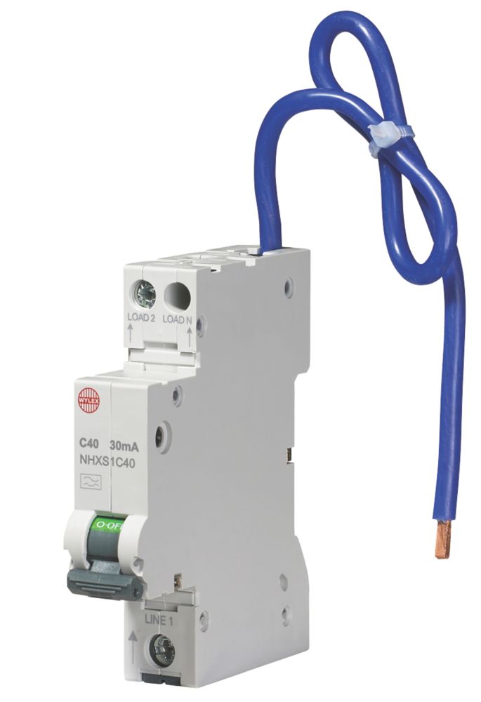 Wylex 40A 30mA Type A DP C Curve Mini RCBO - Screwfix