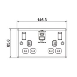 LAP 13A 2-Gang SP Switched Socket + 3A 22W 2-Outlet Type A & C USB ...