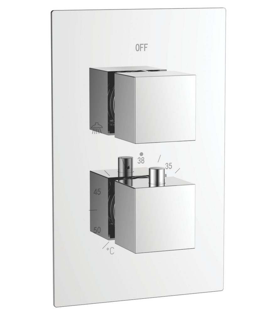 ETAL Veda Concealed Dual Outlet Thermostatic Chrome Shower Valve With ...