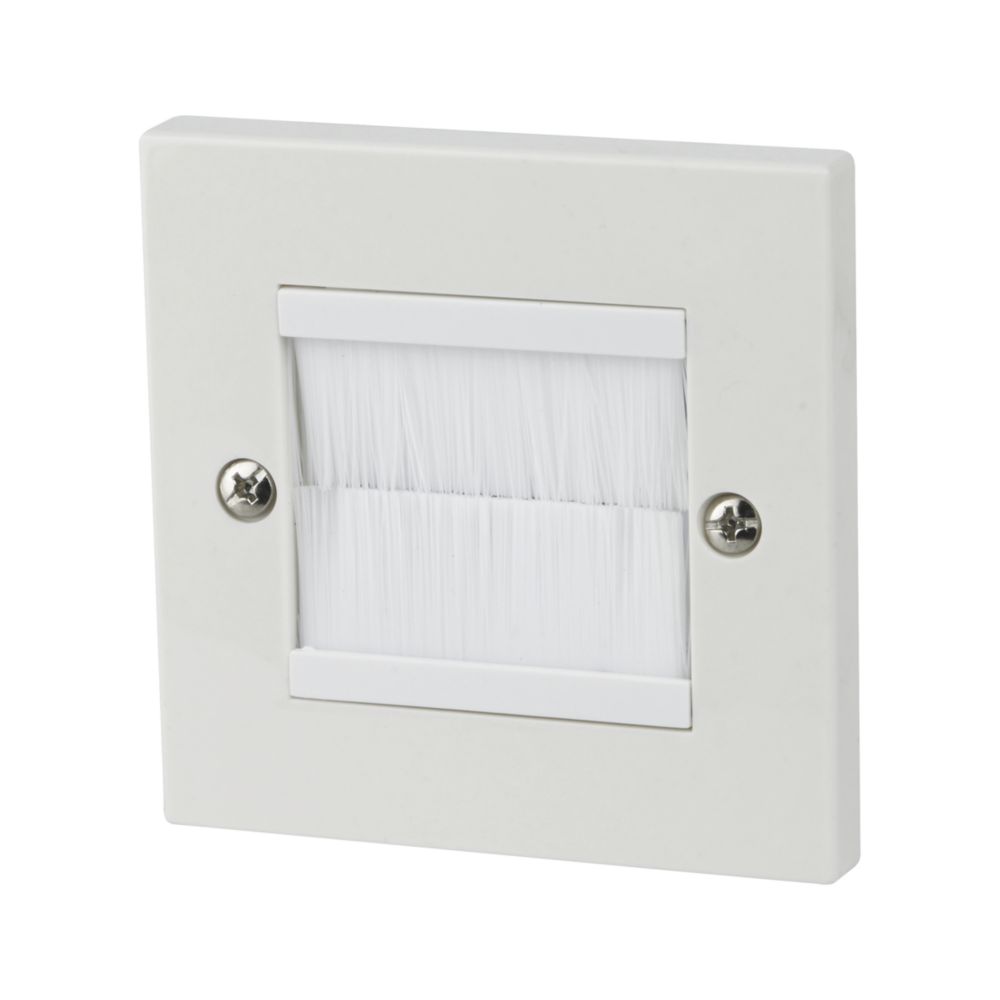 Labgear 2-Module Modular Brush Faceplate White - Screwfix