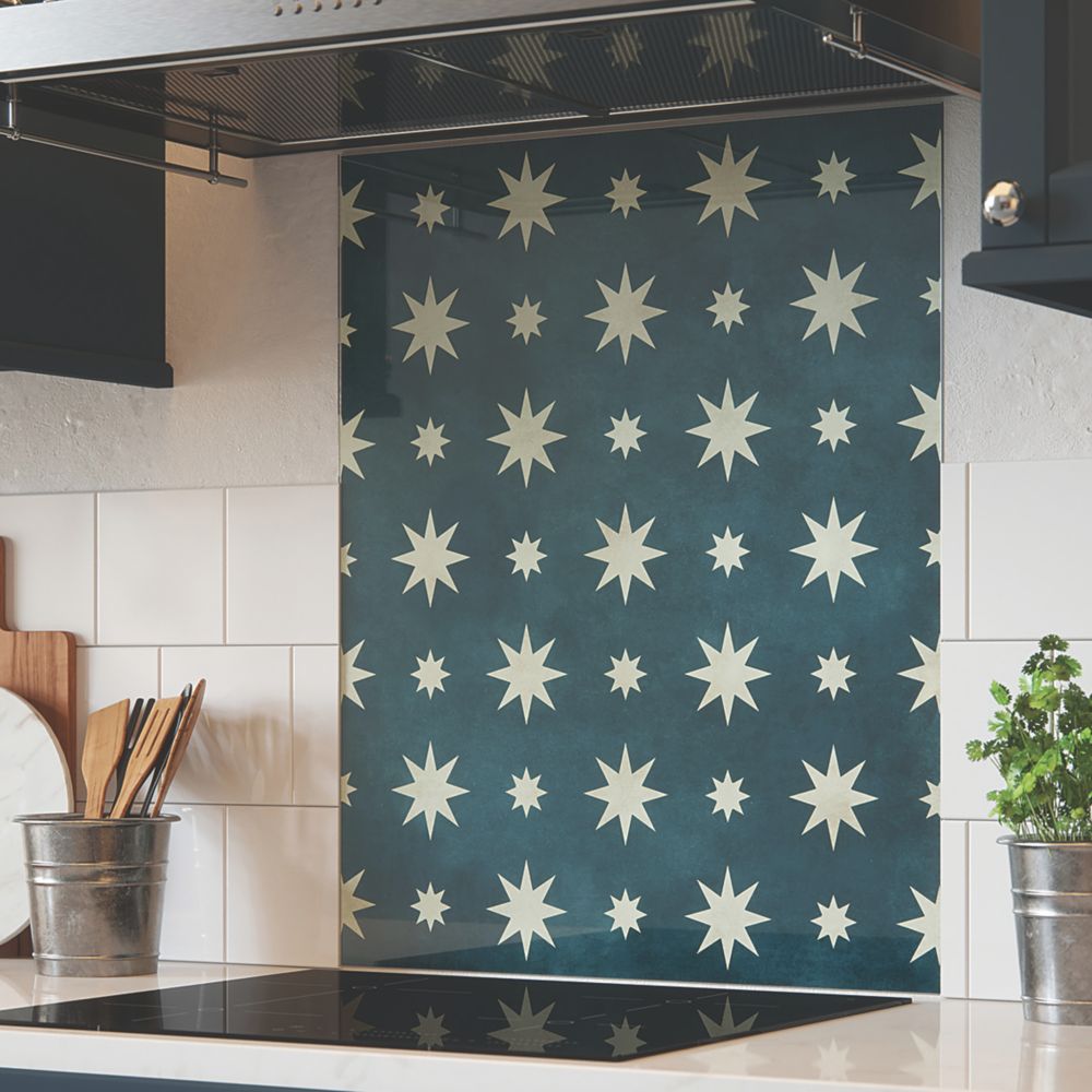 House Beautiful Jasper Indigo Kitchen Splashback 600mm x 750mm x 6mm ...