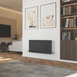 Azur 400mm x 830mm 2481BTU Anthracite Horizontal 3 Column Radiator ...