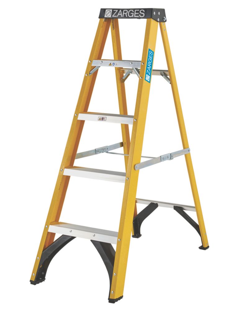 Zarges Fibreglass 1.33m 5 Step Swingback A Frame Step Ladder - Screwfix