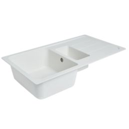 1.5 Bowl Granite Composite Kitchen Sink & Drainer White Reversible ...