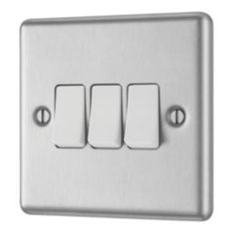 LAP 20A 16AX 3-Gang 2-Way Light Switch Brushed Stainless Steel with ...