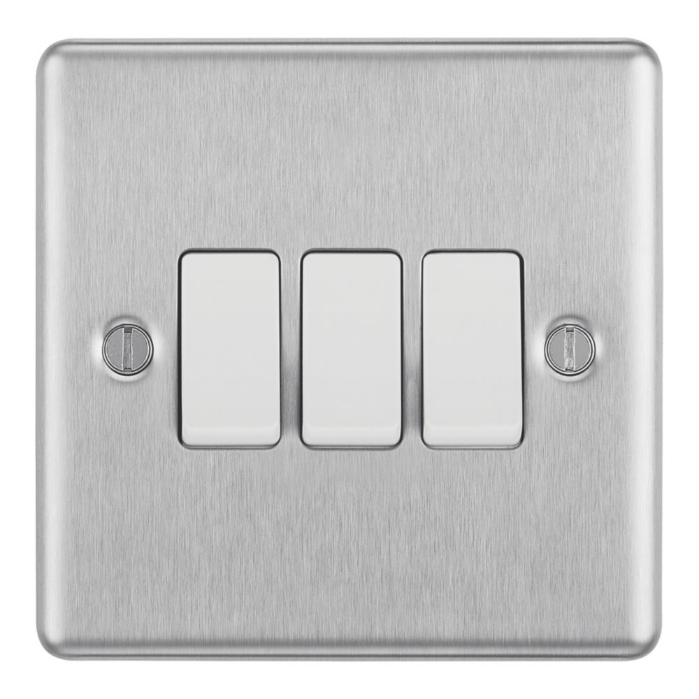 LAP 20A 16AX 3-Gang 2-Way Light Switch Brushed Stainless Steel with ...