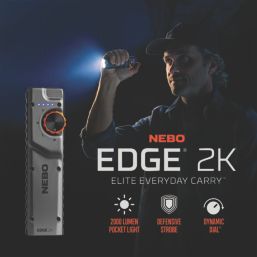 Nebo Edge 2K Rechargeable LED Flashlight Grey 2000lm - Screwfix