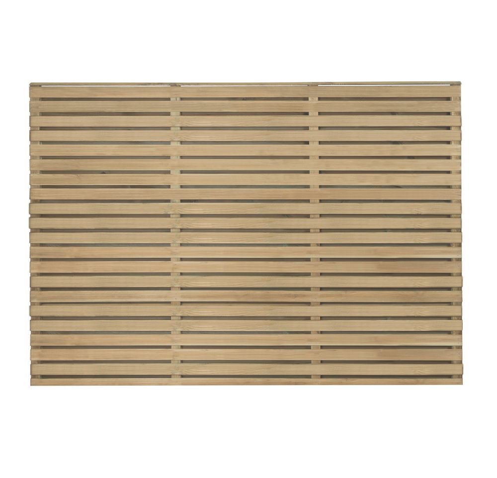 Forest Double-Slatted Fence Panels Natural Timber 6' x 4' Pack of 3 ...