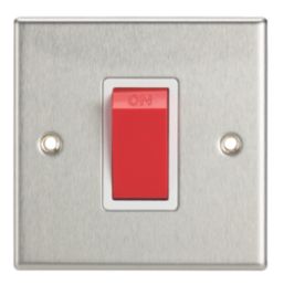 Contactum iConic 45A 1-Gang DP Control Switch Brushed Steel with White ...