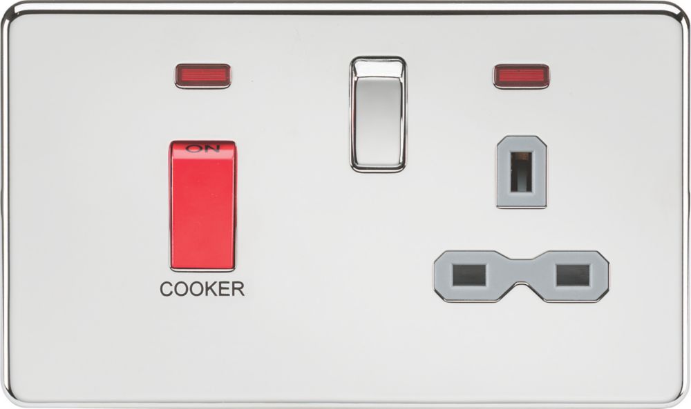 Knightsbridge 45 & 13A 2-Gang DP Cooker Switch & 13A DP Switched Socket ...