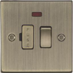 Knightsbridge 13A Switched Fused Spur with LED Antique Brass - Screwfix