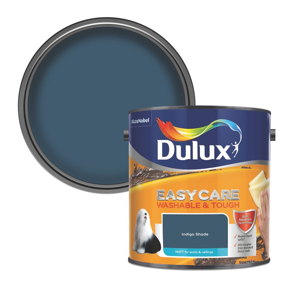 Dulux EasyCare Washable & Tough 2.5Ltr Indigo Shade Matt Emulsion Paint ...