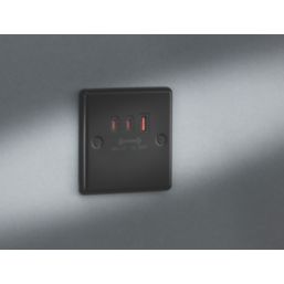 Knightsbridge 5A 63W 3-Outlet Type A & C USB Socket Matt Black with ...