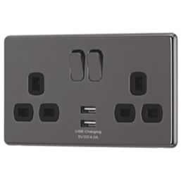 Arlec 13A 2-Gang SP Switched Socket + 4A 15W 2-Outlet Type A USB ...