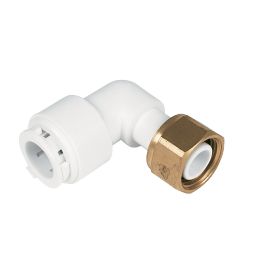 FloFit Plastic Push-Fit Angled Tap Connector 15mm x 1/2" - Screwfix