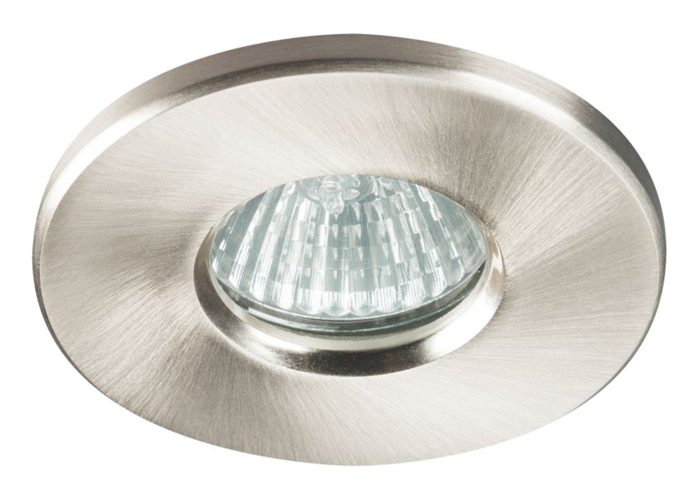Knightsbridge Fixed IP65 GU10 Recessed Downlight Brushed Chrome - Screwfix