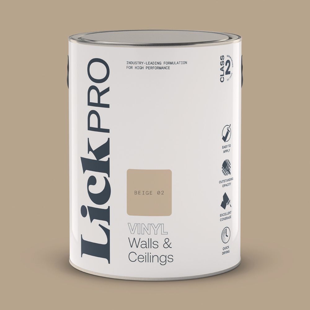 LickPro 5Ltr Beige 02 Vinyl Matt Emulsion Paint - Screwfix