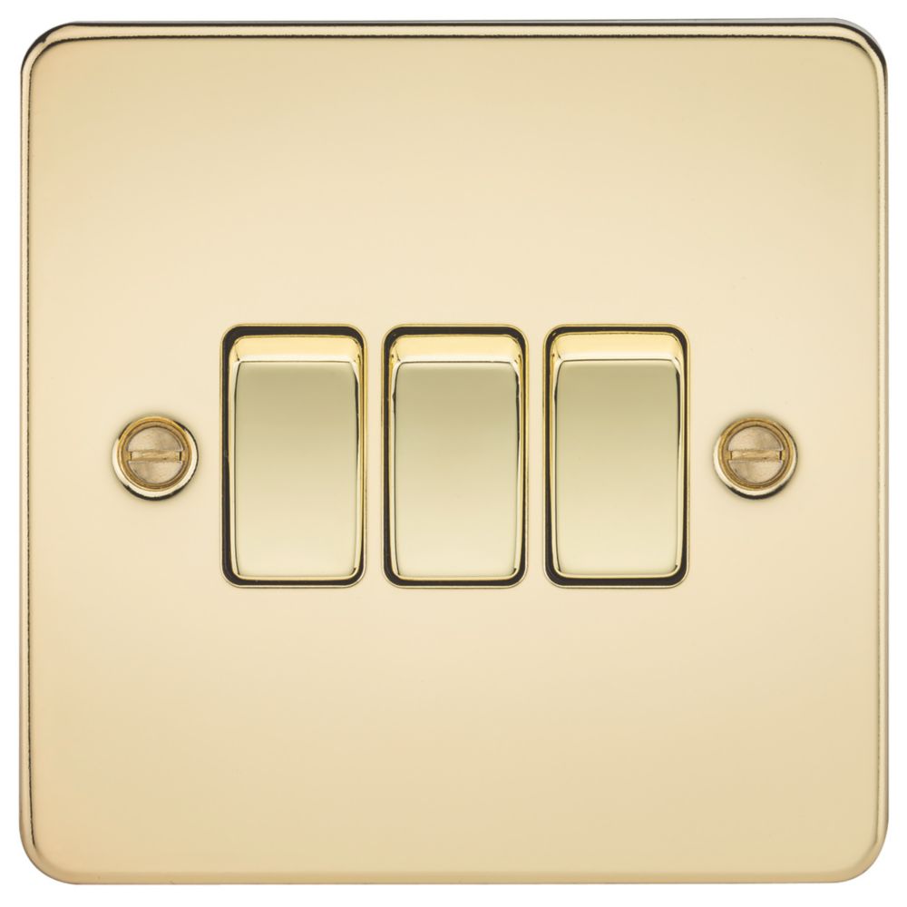 Knightsbridge 10AX 3-Gang 2-Way Light Switch Polished Brass - Screwfix Knightsbridge 10AX 3-Gang 2-Way Light Switch Polished Brass - Screwfix