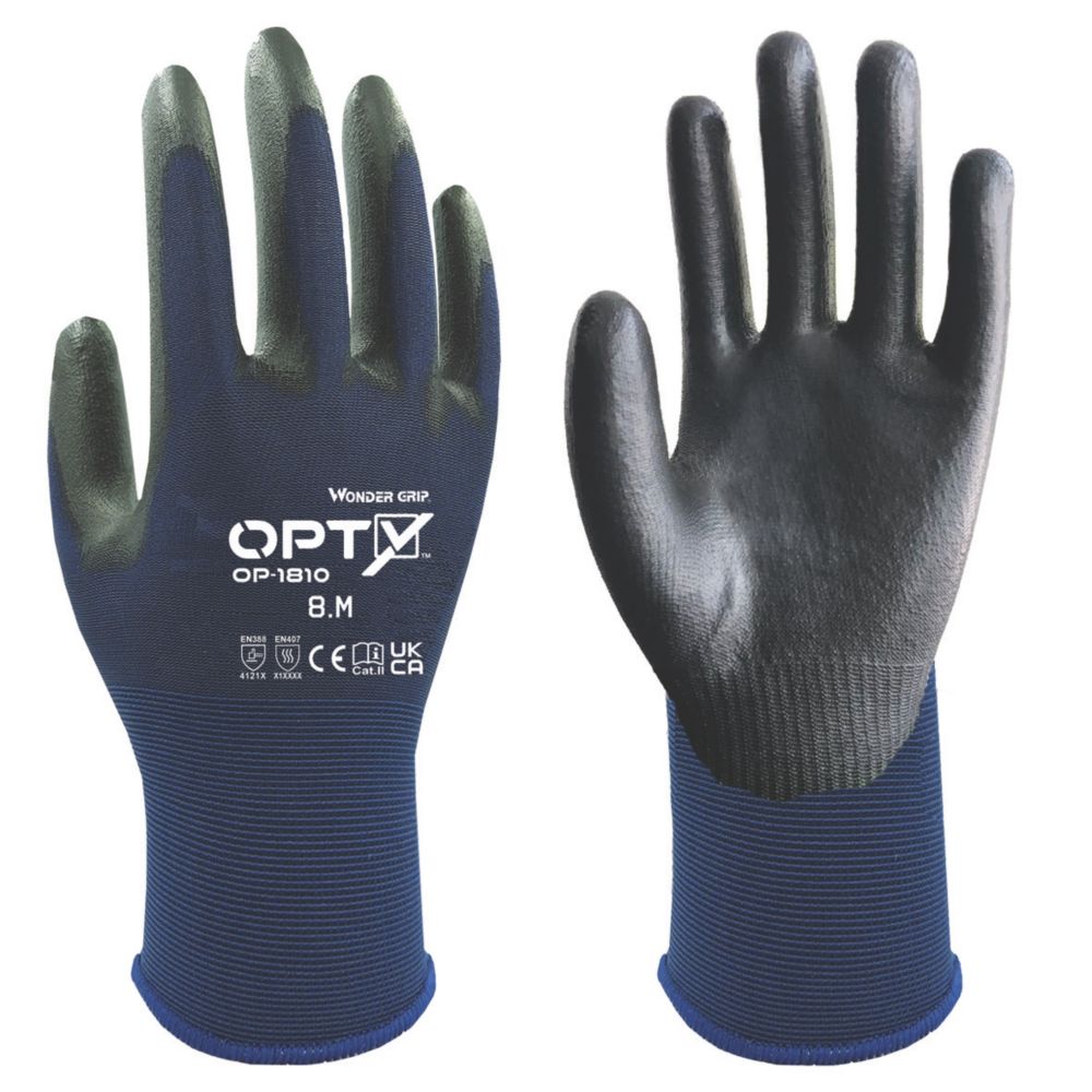 Wonder Grip OP-1810 Opty General Handling Gloves Blue Medium - Screwfix