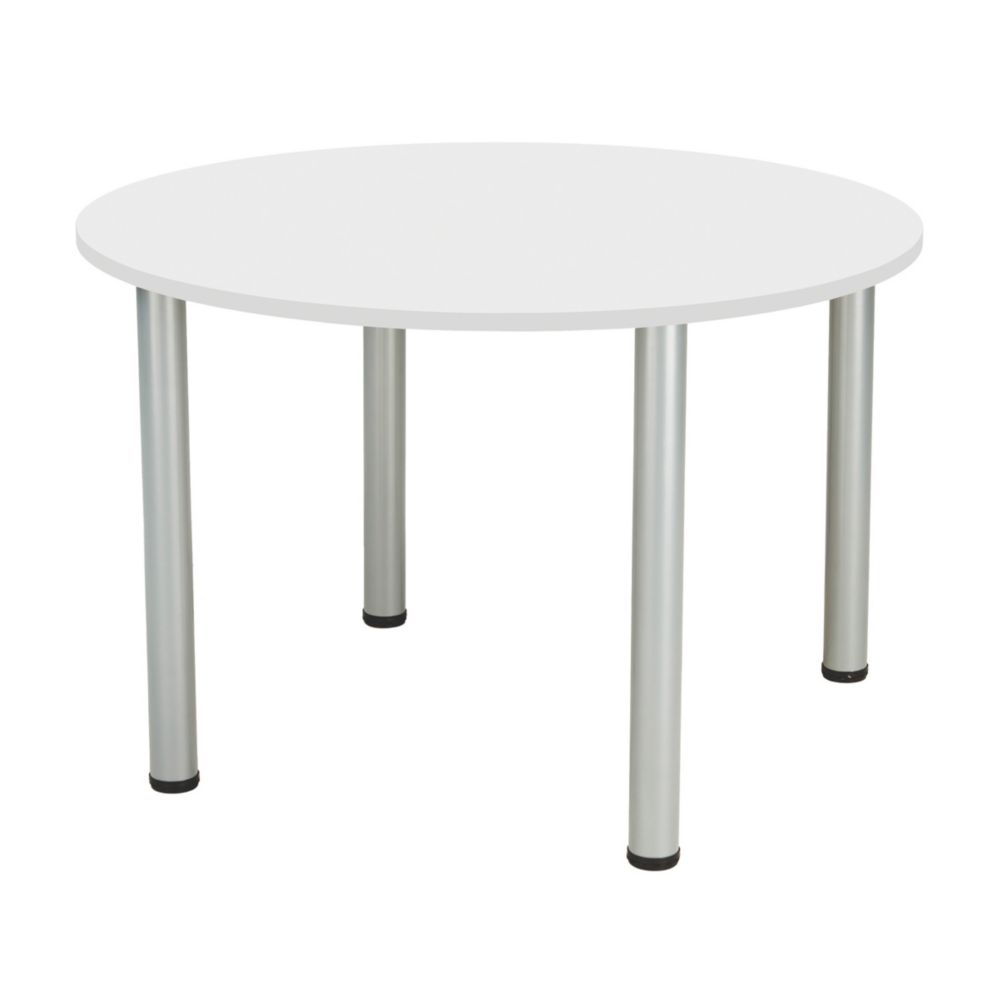 TC Group One Fraction Plus Round Meeting Table White/Silver 1000mm x ...