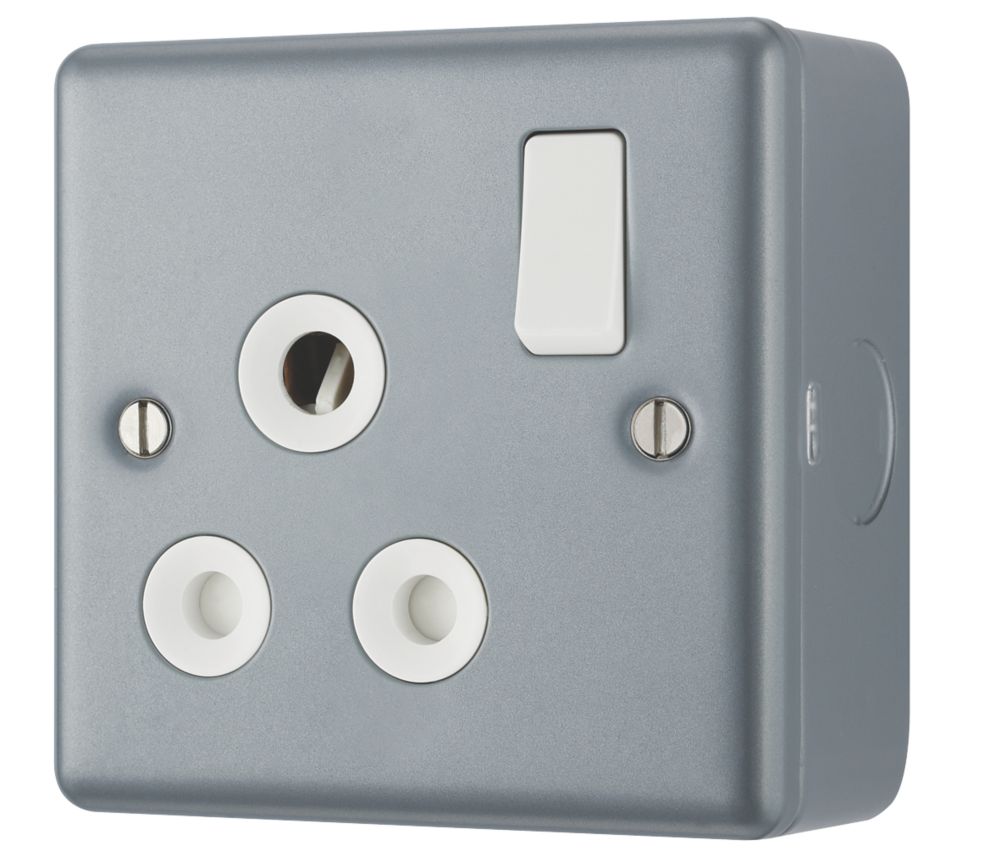British General 15A 1-Gang DP Switched Metal Clad Round Pin Socket with ...
