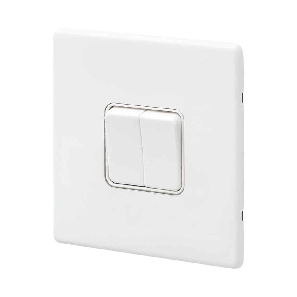 MK Aspect 10AX 2-Gang 2-Way Switch White with Colour-Matched Inserts ...