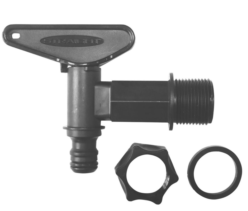Straight PLC 19mm Tap, Washer & Nut - Screwfix