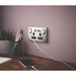 Schneider Electric Lisse Deco 13A 2-Gang SP Switched Socket + 2.1A 10 ...