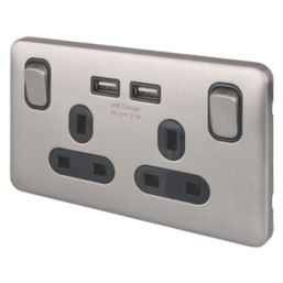 Schneider Electric Lisse Deco 13A 2-Gang SP Switched Socket + 2.1A 10 ...