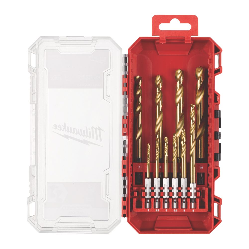 Milwaukee Shockwave HSS-G Tin Red Hex Shank Multi-Material Drill Bit ...